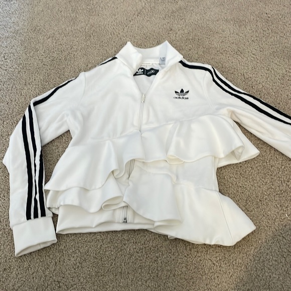 adidas | Jackets & Coats | Adidas White Ruffle Jacket | Poshmark